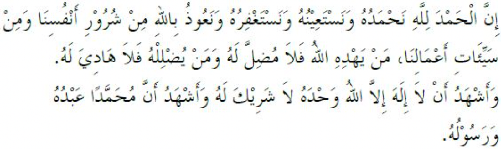 √ Innal Hamda Lillah Nahmaduhu wa Nasta’inuhu (Terjemahan)